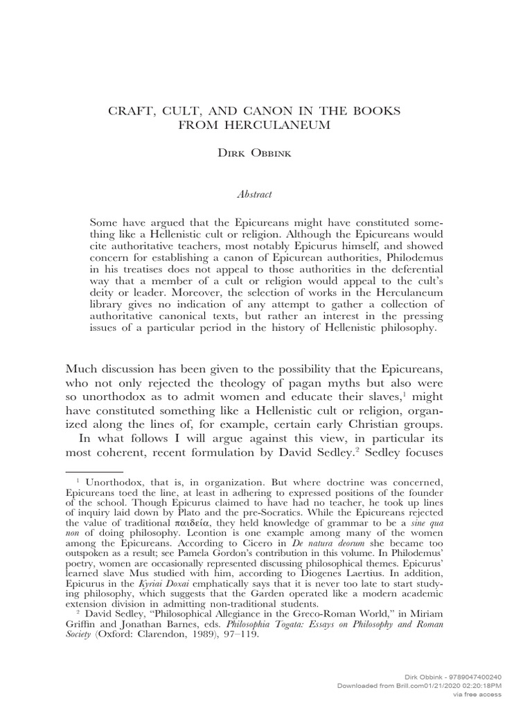 (9789004114609 - Philodemus and The New Testament World) Craft, Cult ...