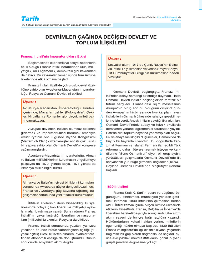 Devrimler Cagında Degisen Devlet Ve Toplum Iliskileri | PDF