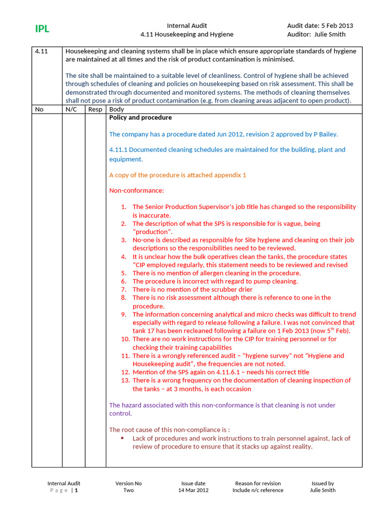 4.11 Cleaning | PDF | Internal Audit | Audit