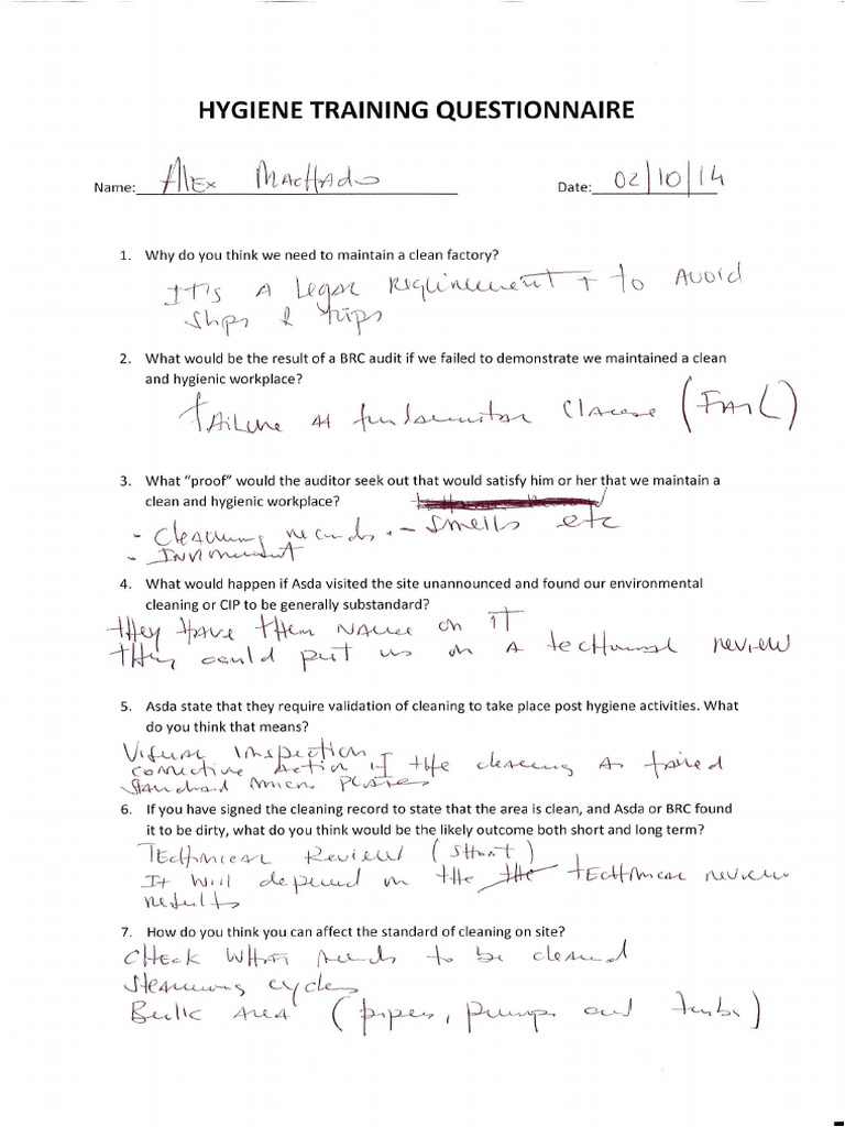 Cleaning and Disinfection Questions | PDF