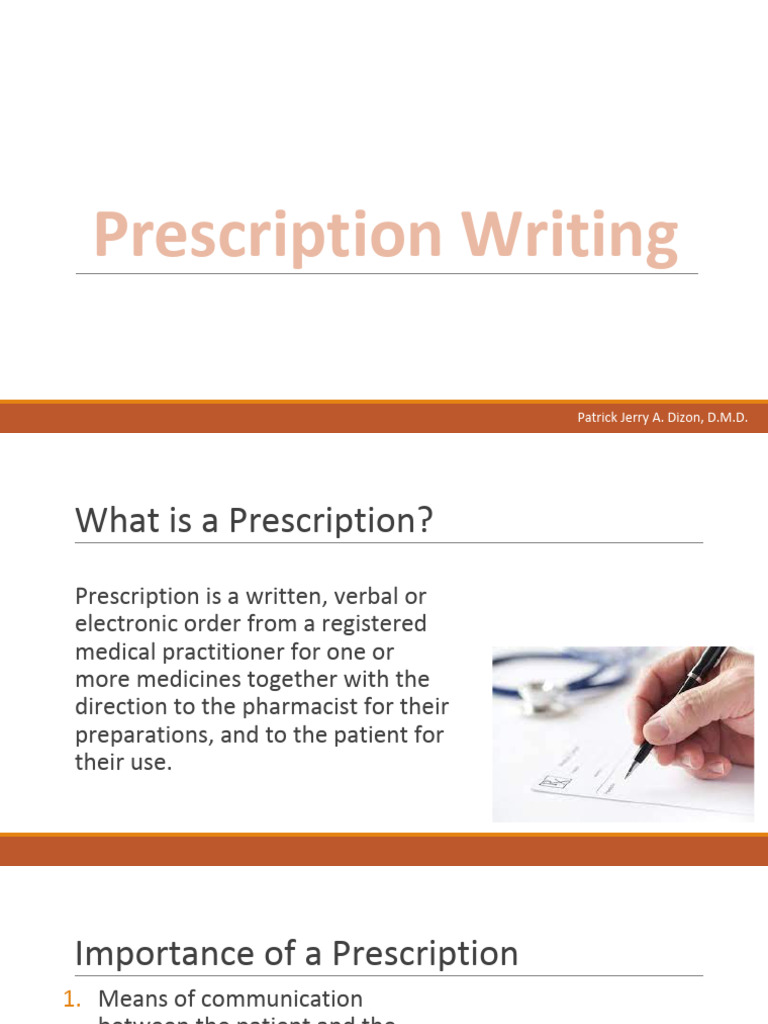 Prescription Writing | PDF | Medical Prescription | Health Care