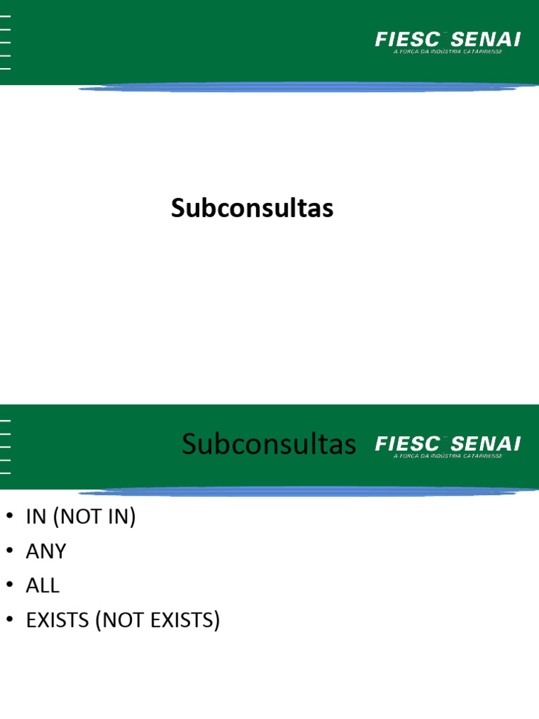 Aula 14 - Subconsultas | PDF | Computadores