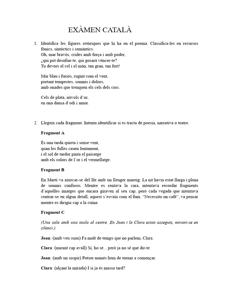 Exàmen català | PDF