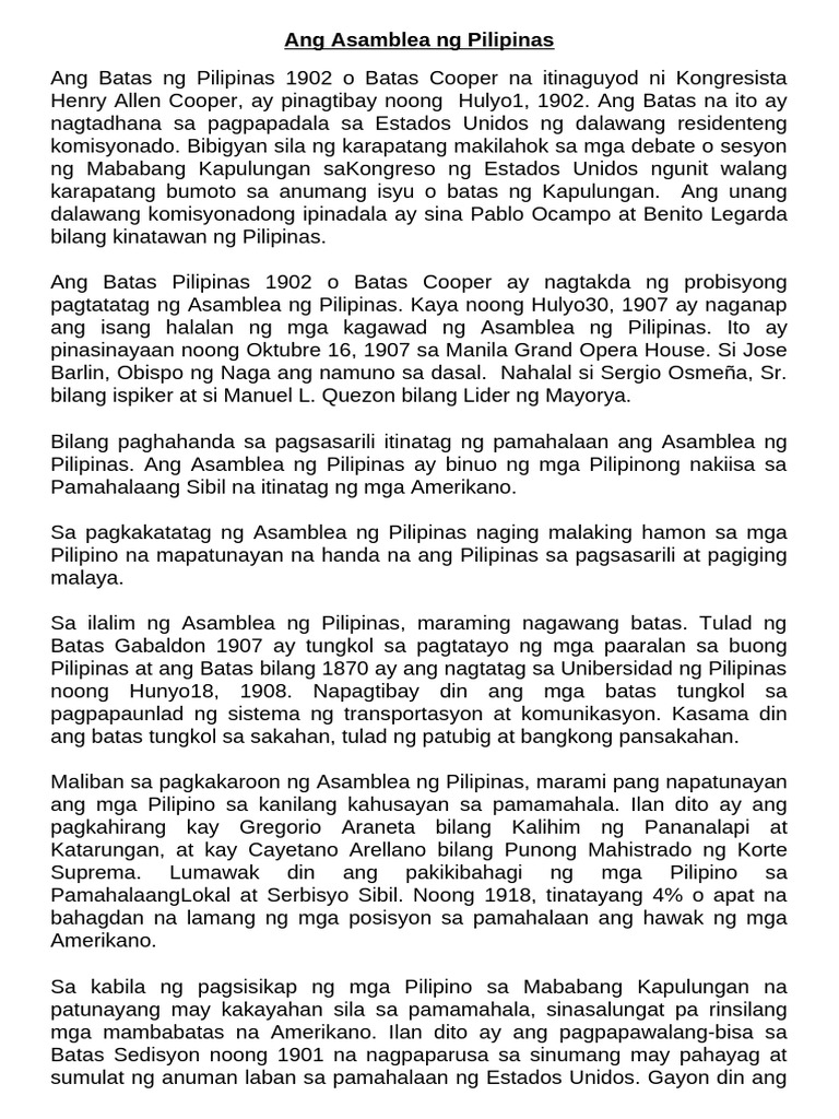 Ang Asamblea NG Pilipinas | PDF