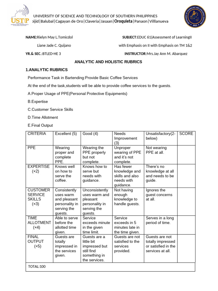 RUBRICS | PDF | Rubric (Academic) | Educational Assessment And Evaluation