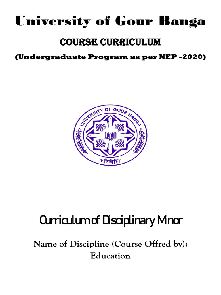 Education Minor Syllabus For UG (NEP - 2020) After Coding | PDF ...