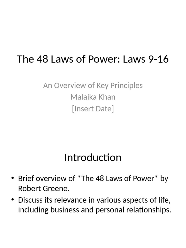 The 48 Laws of Power Laws 9 To 16 | PDF | Psychology | Human Communication