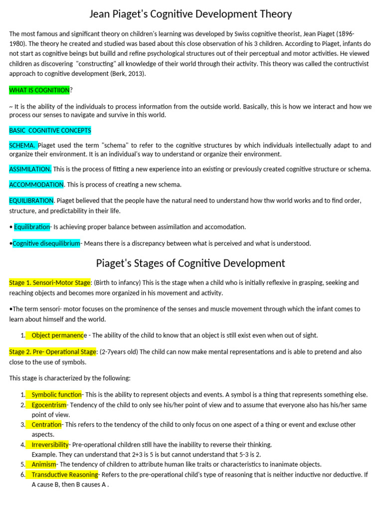 Jean Piagets C WPS Office | PDF | Neuroscience | Epistemology