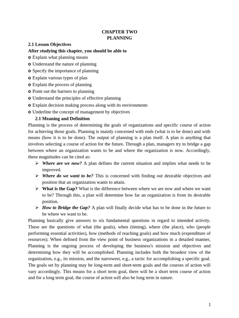 CHAPTER TWO Intro | PDF | Strategic Planning | Goal