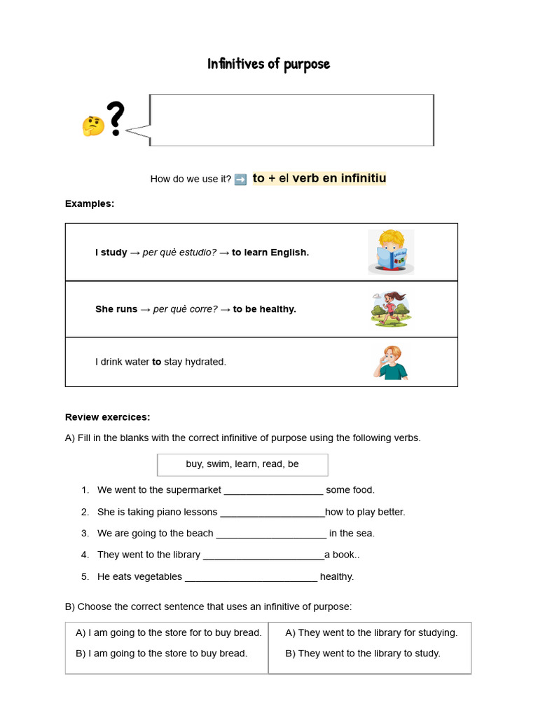 Infinitives of Purpose Explained | PDF | Language Arts & Discipline