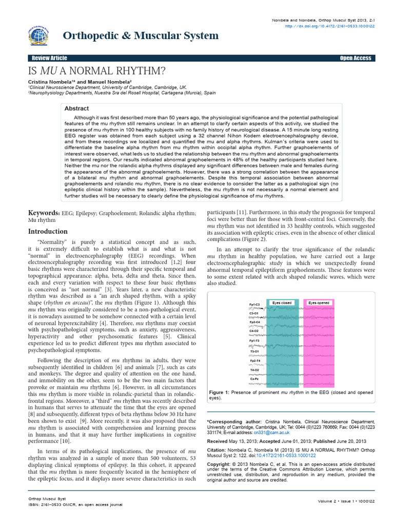 Nombela and Nombela., 2013 - OrtMuscSys | PDF | Electroencephalography ...