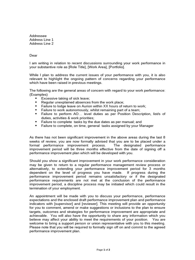 example-letter-for-implementing-managing-unsatisfactory-performance ...