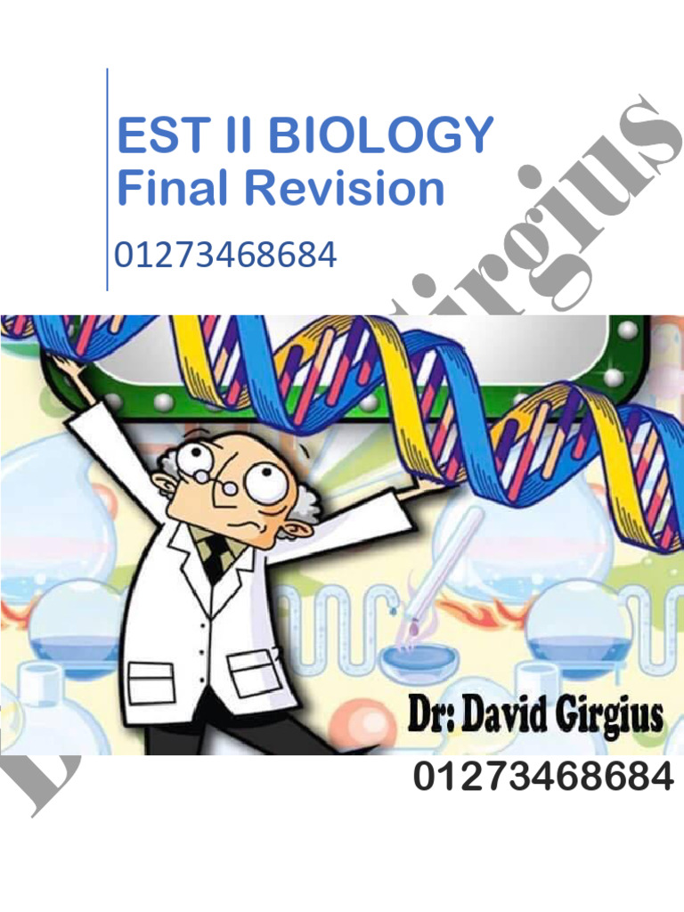 EST II BIOLOGY December Final Questions | PDF | Zygosity | Cell (Biology)
