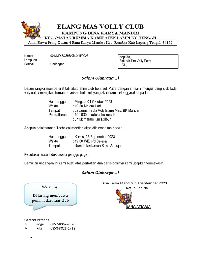 Undangan Voly BKM - PDF 2023 | PDF