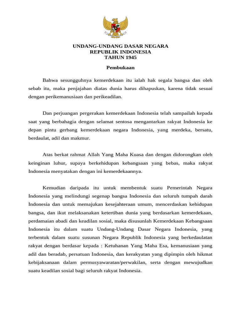 Teks Undang-Undang Dasar 1945 | PDF
