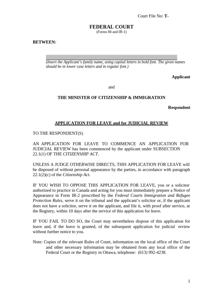 Judicial Review Application for Leave | PDF | Judicial Review | Tribunal