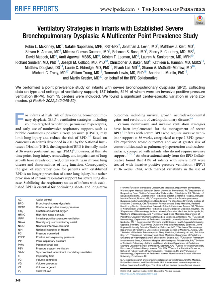 Ventilation Strategies for Severe BPD | PDF | Neonatology | Neonatal ...