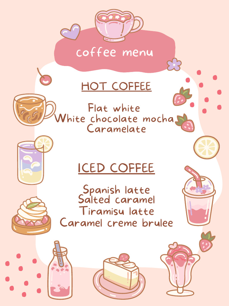 Pastel Cute Playful Illustrated Dessert Cafe Menu 3 | PDF
