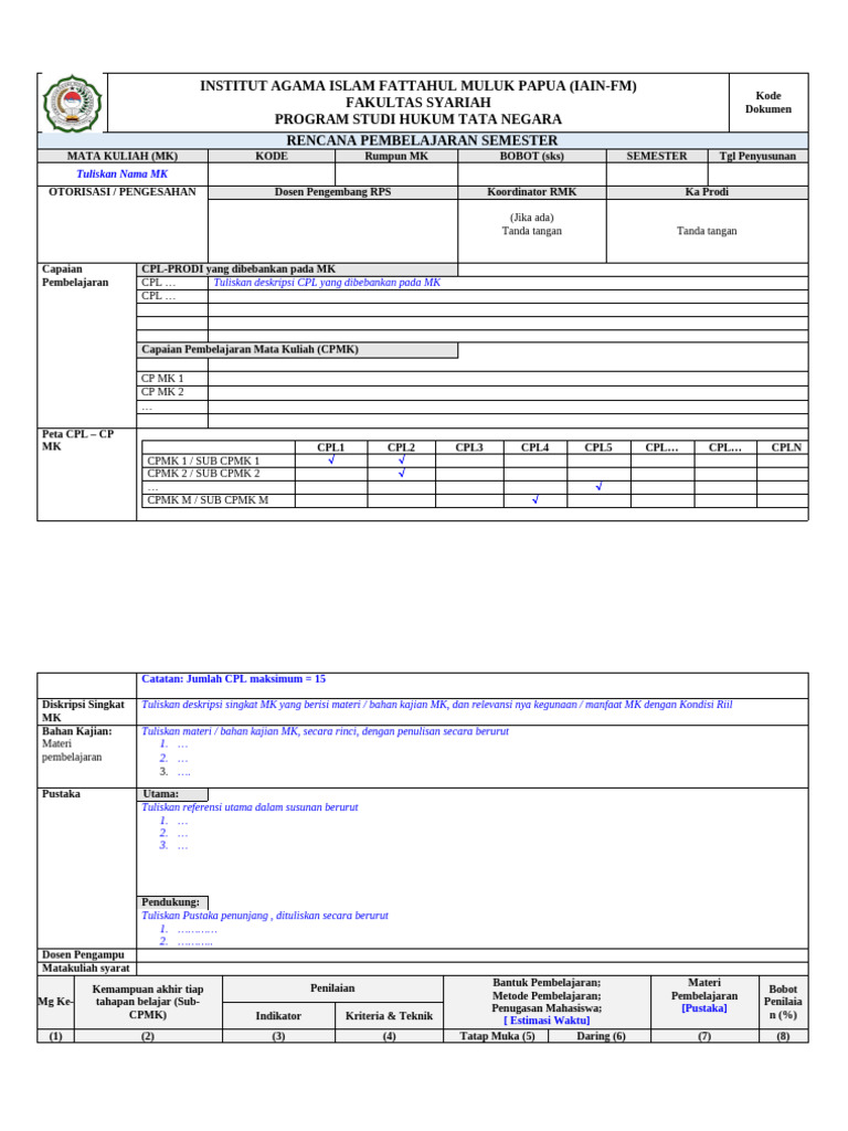 Format Rps Iainfm | PDF