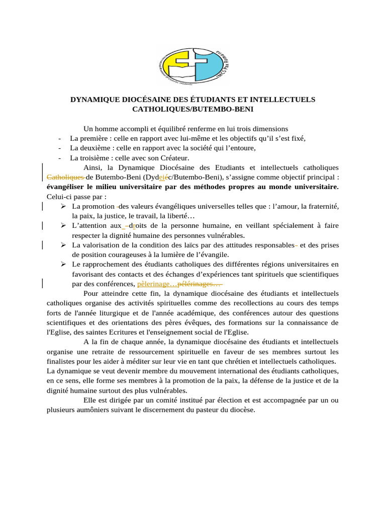 Dynamique Diocésaine des Étudiants Catholiques | PDF | Sciences ...