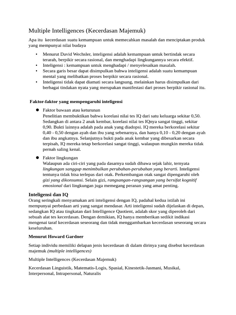Multiple Intelligences | PDF