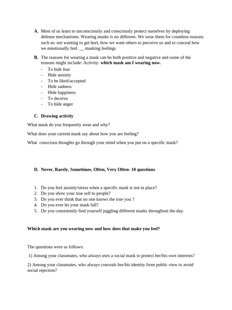 Understanding the Masks We Wear | PDF