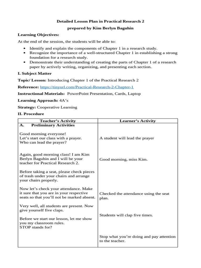 Lesson Plan: Chapter 1 Research Basics | PDF | Quantitative Research ...