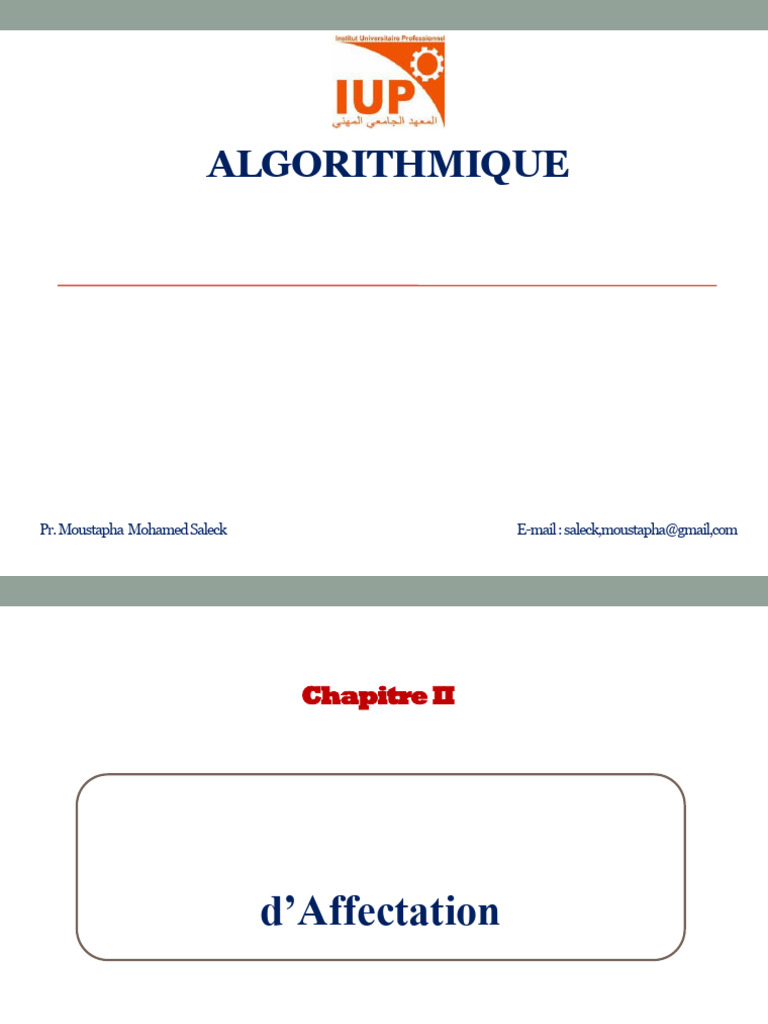 Algo ch2 | PDF | Variable (informatique) | Booléen