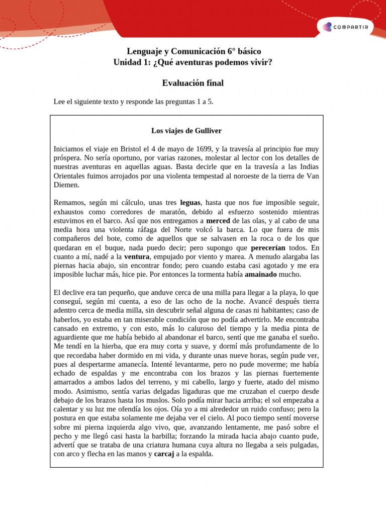 Compartir - L6 - U1 - Ev Final - Prueba | PDF