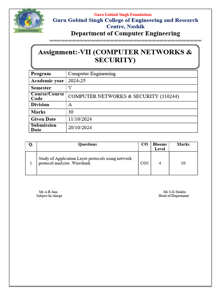 Computer Networks & Security Assignment | PDF