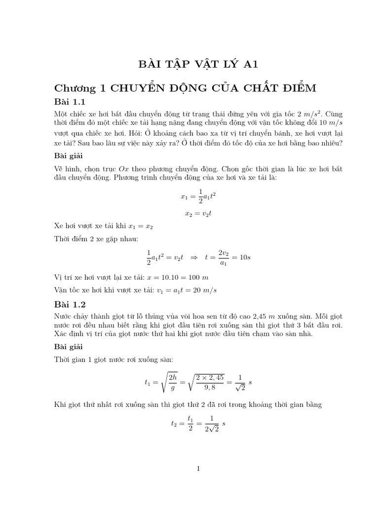 Bai Tap Vat Ly Dai Cuong A Dap An Chuong 1 4 | PDF