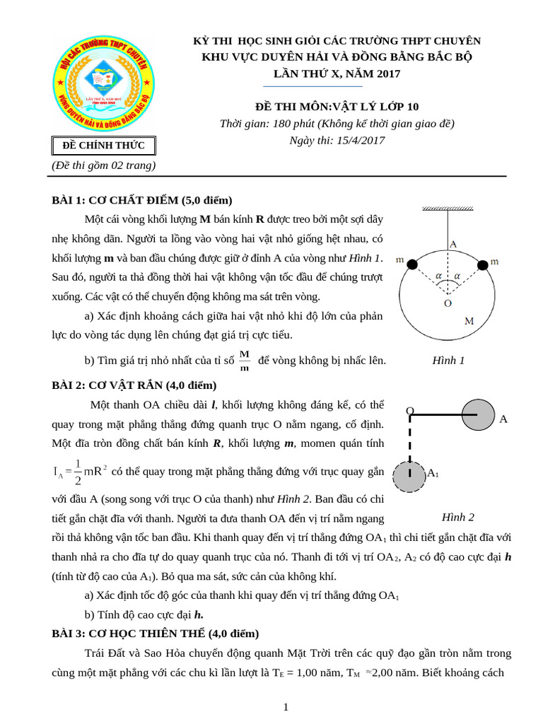 Đề Vật Lý 10 -Dhbb- 2017 | PDF