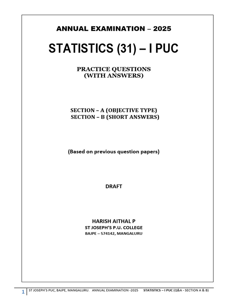 An25 Statistics Ipuc Sec A&b | PDF | Sampling (Statistics) | Mean