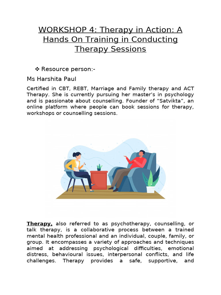 Workshop 4 | PDF | Psychotherapy | Cognitive Behavioral Therapy