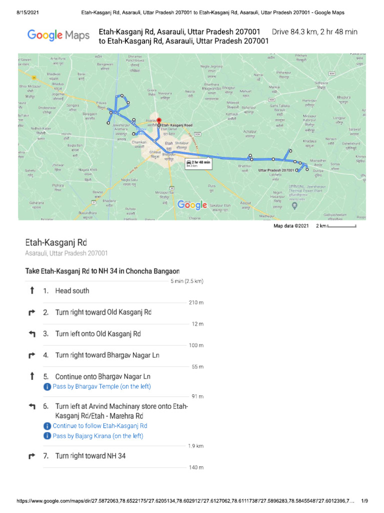 Route Detail - Maharajpur Route, Etah Dock | PDF