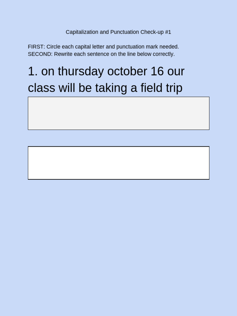 Capitalization and Punctuation Check-Up #1 (Key) | PDF