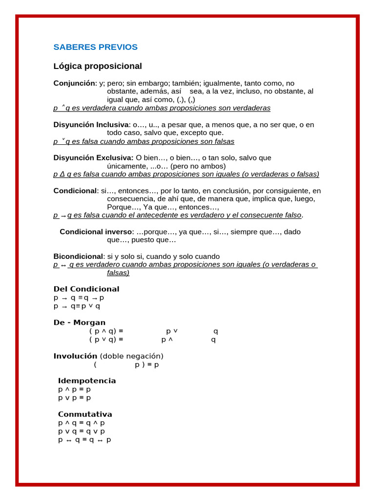 Saberes Previos | PDF