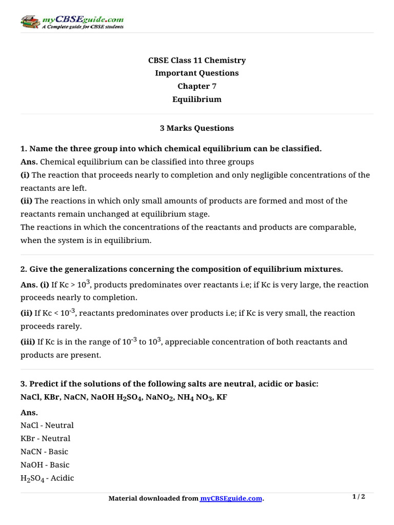 11 Chemistry Imp Ch7 3 | PDF
