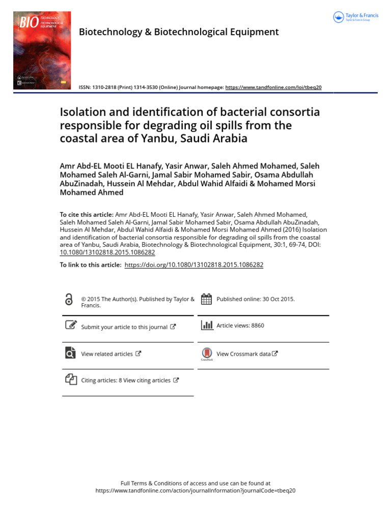 Isolation and Identification of Bacterial Consortia Responsible For Degrading Oil Spills From ...