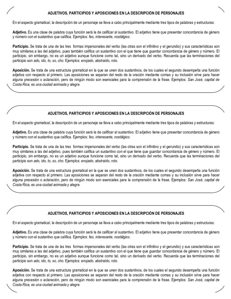 Aposiciones y Participios en Descripción | PDF
