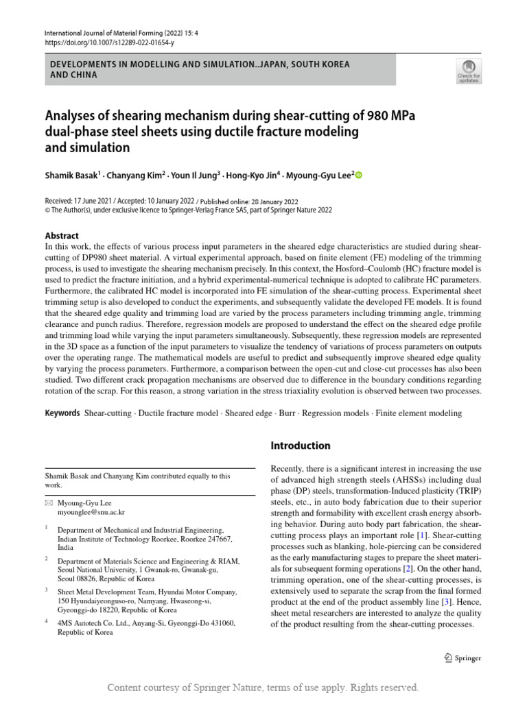 Analyses of Shearing Mechanism During Shear-Cuttin | PDF | Fracture ...