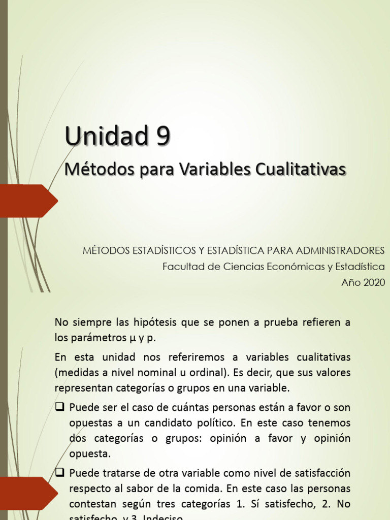 Métodos para Variables Cualitativas | PDF | Estadísticas | Prueba de ji cuadrado