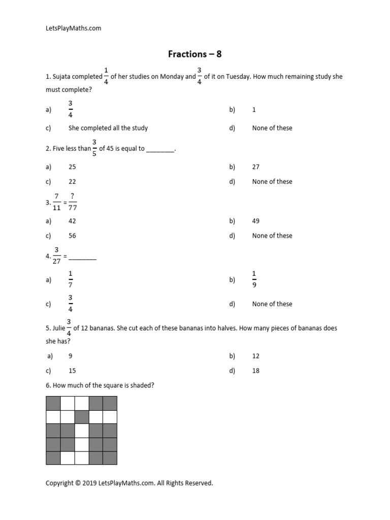 Fraction 8 | PDF | Teaching Methods & Materials