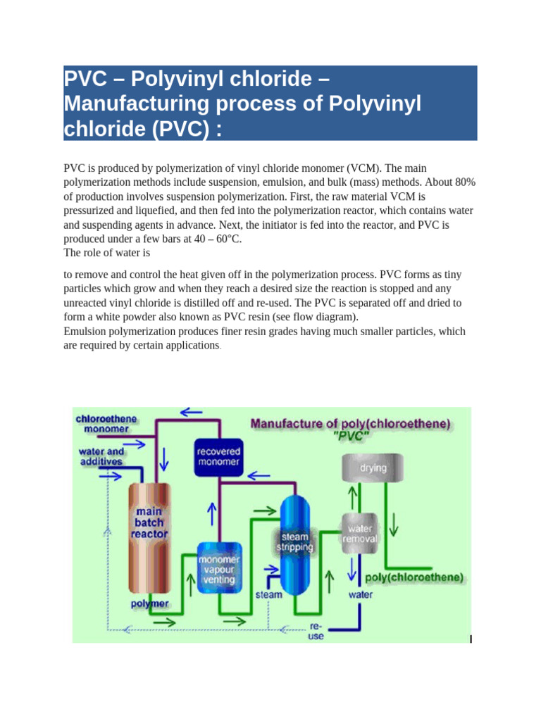 PVC maufacturing | PDF | Polyvinyl Chloride | Polymerization