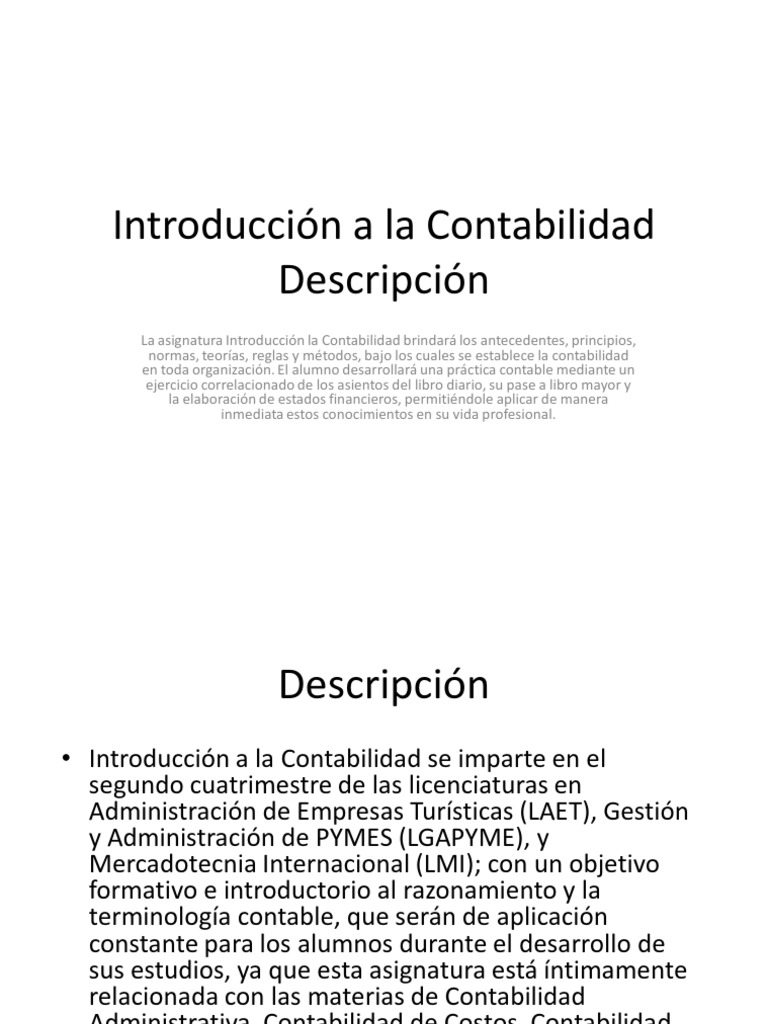 Introducción A La Contabilidad Descripción | PDF | Contabilidad | Contador