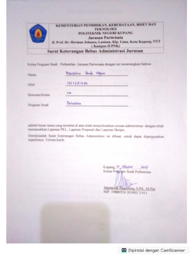 Surat Bebas Administrasi | PDF