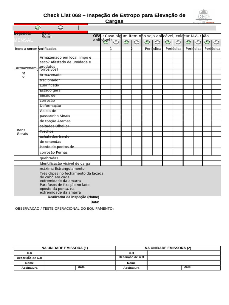 IT G 09 001 - Check List 068 - Rev 04 - Estropo para Elevação de C | PDF
