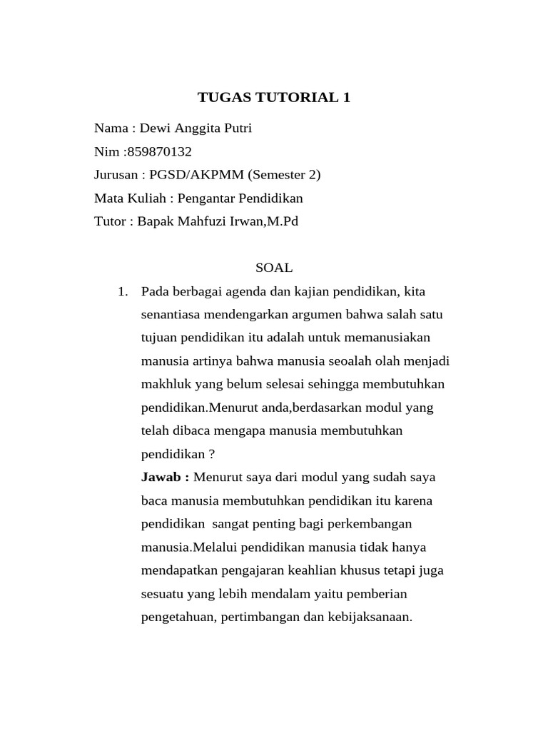 TT1 Pengantar Pendidikan | PDF