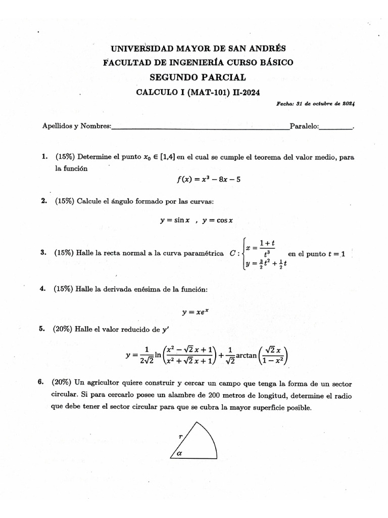 Mat 101 B 2o Ex. P. Soluciones.... (1) - 1 | PDF