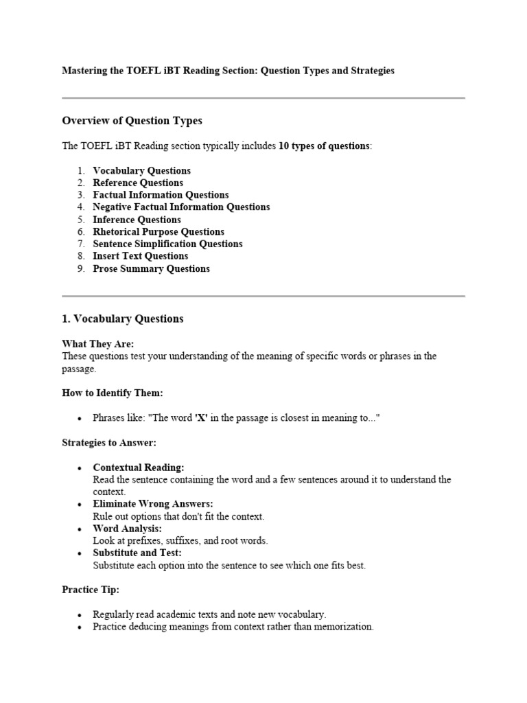 Mastering The TOEFL iBT Reading Section | PDF | Grammatical Number ...